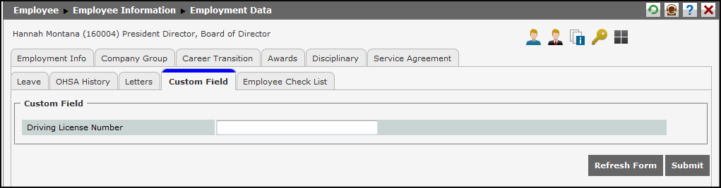 to save the item information changes of employee's custom data.