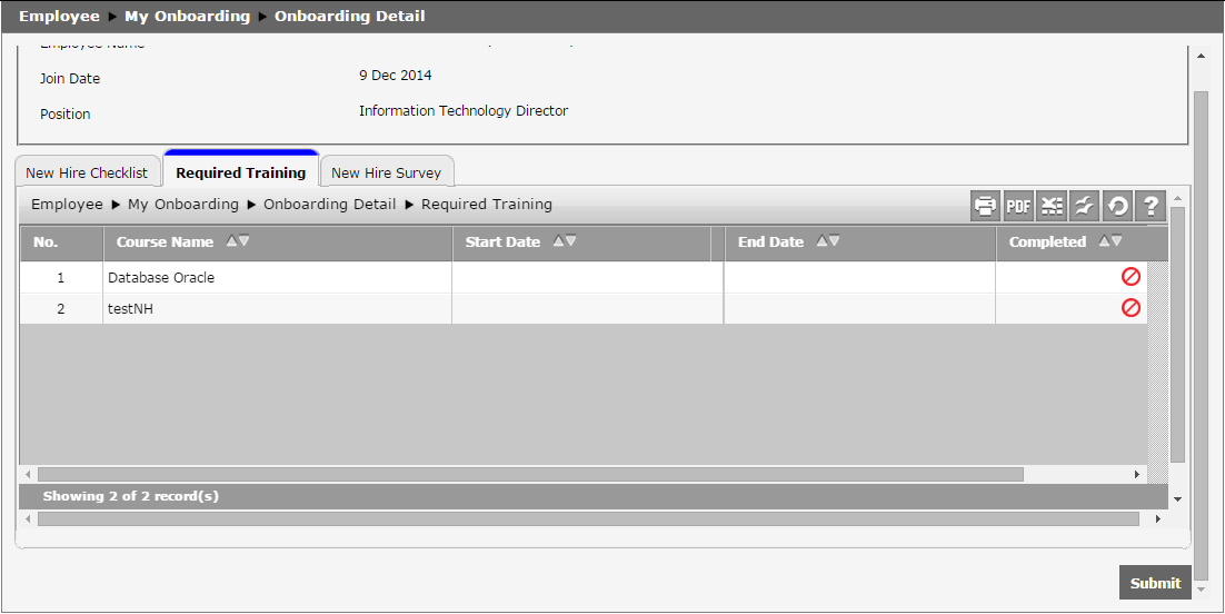 Required Training is used by user whose the onboarding process has not ...
