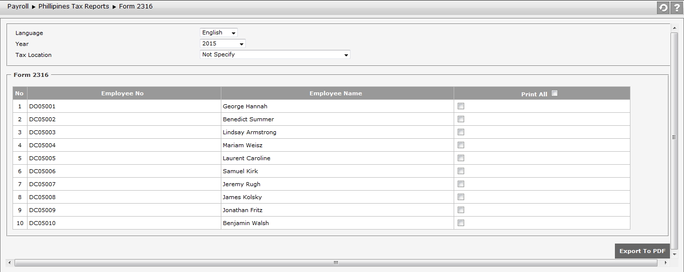 Follow these steps to prefie Form 2316: