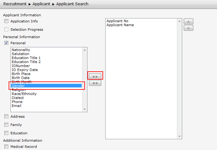 Select the option user wants to display as criteria of searching then ...