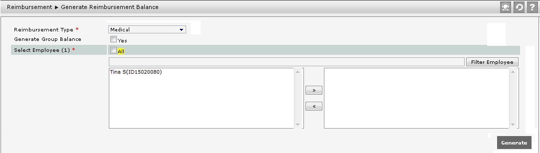 Generate Reimbursement Balance