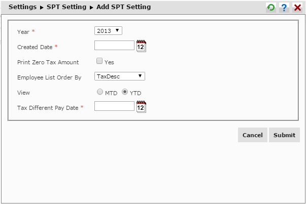 add spt setting
