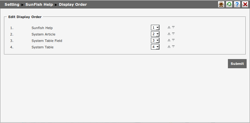 From the image above, the documents of Sunfish Help and System Article ...