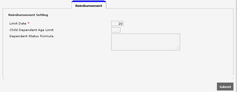 See the following explanation about parameter in Reimbursement Tab: