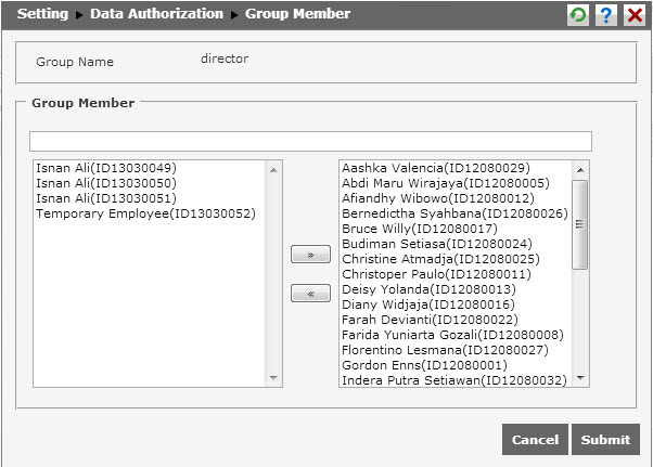 Data Authorization Group Member Setting helps the user to arrange ...
